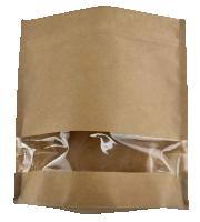 China Stand-Up Kraft Paper Pouch – Resealable Flat Bottom Bag with Zipper & Tear Notch for sale
