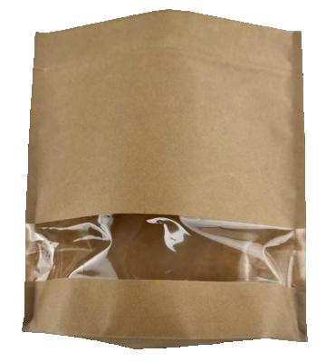 China Stand-Up Kraft Paper Pouch – Resealable Flat Bottom Bag with Zipper & Tear Notch for sale