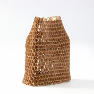 China Brown Honeycomb Sleeve 10cm – Natural Kraft Rectangular Bottle Protector for Glass Containers for sale