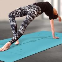 China Blue Double Side TPE Yoga Mat , 6mm Non Slip Yoga Mat With Position Line for sale
