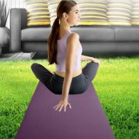 China Blue Double Side TPE Yoga Mat , 6mm Non Slip Yoga Mat With Position Line for sale
