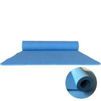 China Blue Double Side TPE Yoga Mat , 6mm Non Slip Yoga Mat With Position Line for sale