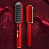 China 35W Ceramic Hair Straightener Comb , 200 Degree Electric Hair Straightener Brush for sale