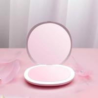 China Hand Travel Pocket Beauty Mirrors LED Purse Folding Makeup 3X Magnifying Custom Cosmetic Desktop Mirror for sale
