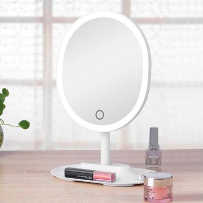 China Original Manufacturer Touch Sensor Switch Single Sides Oval Shaped Soft Lights Led Lighted Makeup Mirror for sale