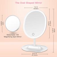 China Table Vanity Touch Sensor Switch Single Sides Oval Shaped Soft Led Lights Portable Dressing Table Mirror for sale