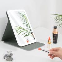 China Trendy Led Travel Mirror Thin Portable Size Rechargeable PU Leather Mirror for sale