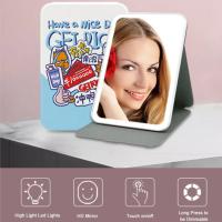 China Trendy Led Travel Mirror Thin Portable Size Rechargeable PU Leather Mirror for sale