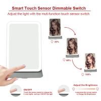 China Trendy Led PU Leather IPad Makeup Mirror Standing Led Lighted Mirror Portable For Travel for sale