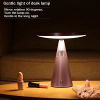 China Wholesale Desktop Folding Make up Mirror Portable Round Three Light Source Smart Table LED Luminous Makeup Mirror for sale