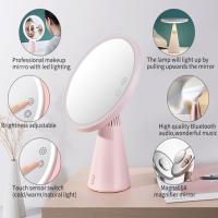 China Wholesale Desktop Folding Make up Mirror Portable Round Three Light Source Smart Table LED Luminous Makeup Mirror for sale