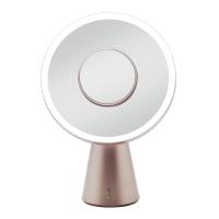 China Wholesale Desktop Folding Make up Mirror Portable Round Three Light Source Smart Table LED Luminous Makeup Mirror for sale