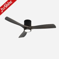 China Flush Mount Ceiling Fan with Remote and TUYA App-Controlled Wooden Blades 6 Speeds Optional Light for sale