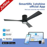 China Low Profile 52inch Decorative Flush Mount Ceiling Fan With LED Light for sale