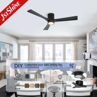 China Low Profile 52inch Decorative Flush Mount Ceiling Fan With LED Light for sale