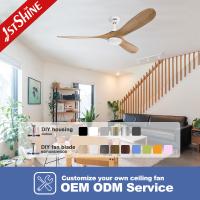China 60 Inch Ceiling Fan With Wooden Blade And Dimmable Light Bldc Motor Energy Saving for sale