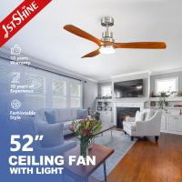 China 52 Inch Solid Wood Ceiling Fan with 18W LED Light Remote 220V DC Motor for sale