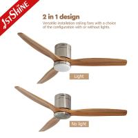 China TUYA App-Controlled 2 IN 1 LED Light Ceiling Fan Low Ceiling Solid Wood Blades with Remote for sale