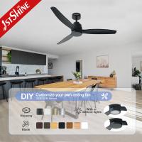 China Remote Control 220V 50HZ 6 Speed LED Ceiling Fan With 3 Wood Blades for sale