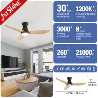 China 3 Plastic Blade 6 Speed Remote Control Low Ceiling Flush Mount led Ceiling Fan With Light for sale