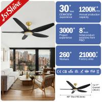 China Luxury Villa Black Gold Ceiling Fan With LED light 230v 6 Speed for sale