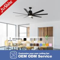 China Black Low Profile Energy Saving 64 Inch Plastic Ceiling Fan 8 Blades for sale