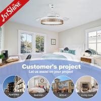 China 6 Speed Modern Retractable Ceiling Fan With 3 color LED Light for sale