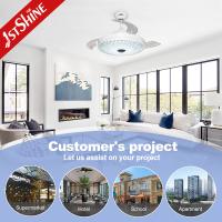 China 230V Dc Motor Retractable Ceiling Fan Light Acrylic Lamp shade for sale