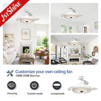 China 230V Dc Motor Retractable Ceiling Fan Light Acrylic Lamp shade for sale