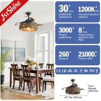 China Woven Rattan Cage Ceiling Fan With Light Villatic Invisible Blade Dc 240v for sale