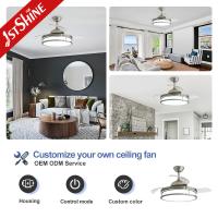 China 42 Inch Invisible Ceiling Fan With Dimmable Led Light 3 Pc Blades Indoor Bedroom for sale