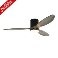 China Low Noise 35W Decorative Solid Wood Flush Mount Ceiling Fan With LED Light for sale