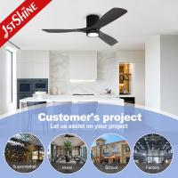 China Flush Mount Ceiling Fan with Remote and TUYA App-Controlled Wooden Blades 6 Speeds Optional Light for sale