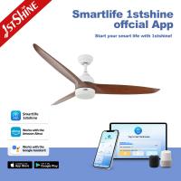 China 52 Inches Wood Ceiling Fan With Light Reversible Dc Motor Smart Remote Control for sale