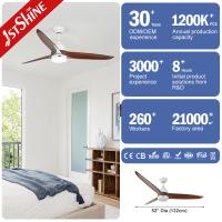China 52 Inches Wood Ceiling Fan With Light Reversible Dc Motor Smart Remote Control for sale