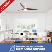 China 52 Inches Wood Ceiling Fan With Light Reversible Dc Motor Smart Remote Control for sale