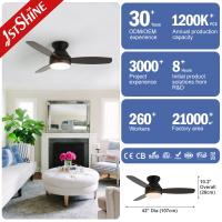 China 42 Inch Black Flushed Mounted Bedroom Samrt Home Ceiling Fan With Lights for sale