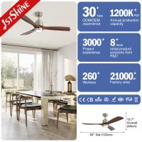 China 52 Inches Solid Wood Ceiling Fan with LED Light and Remote Control for Home Hotel Office for sale