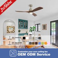 China 52 Inches Solid Wood Ceiling Fan with LED Light and Remote Control for Home Hotel Office for sale
