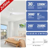 China 52 Inch Modern White Ceiling Fan with Silent DC Motor and 3 ABS Blades for sale