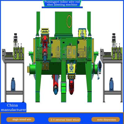 China 130mm Max Diameter PMW-DX3-22/38 Online Continuous Wire Rod Shot Blasting Machine for sale