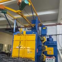 China Electric Derusting Overhead Hanger Shot Blasting Cleaning Machine for Steel Profiles for sale