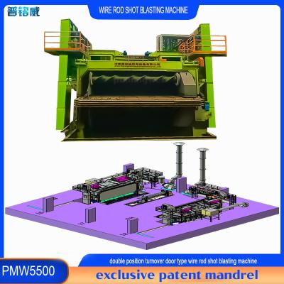 China Dual Direction Mandrel Rod Coil Shot Blasting Machine with 30kw/Set Impeller Head Power for sale