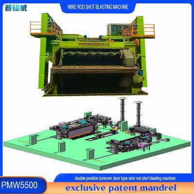 China PMW5500 Wire Rod Coil Shot Blasting Machine with Advanced Mandrel and Structure Design for sale