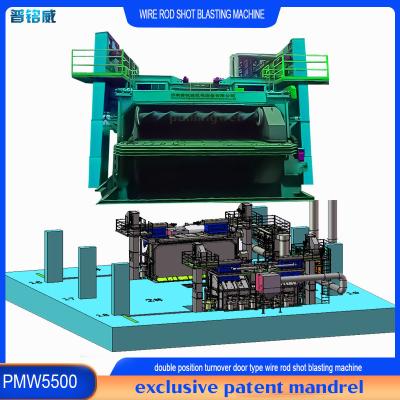 China 5500 mm Mandrill Pumingwei Wire Rod Coil Shot Blasting Machine and Automatic Function for sale