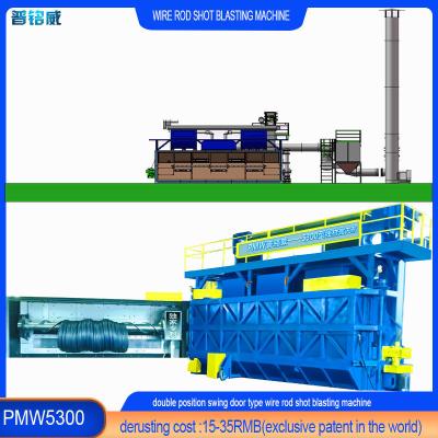China 0.2-0.3% Wire Loss Wire Rod Coil Shot Blasting Machine with Built-in Blow System for sale