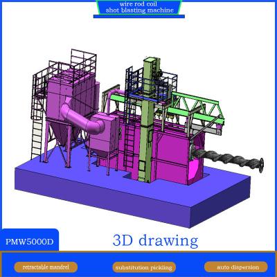 China Retractable and Fixed Mandrel Wire Rod Coil Shot Blasting Machine with Custom Design for sale