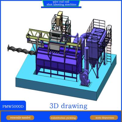 China 10 000-40 000 Tons Capacity Wire Rod Coil Shot Blasting Machine Rust / Corrosion Proof for sale