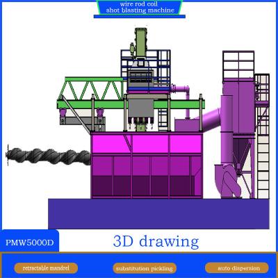 China Pumingwei Screw Mandrel Electric Wire Rod Shot Blasting Machine for Superior Cleaning for sale