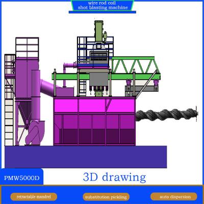 China Wire Rod Shot Blasting Machine 2-4 Coils Per Hour Production with Retractable Design for sale